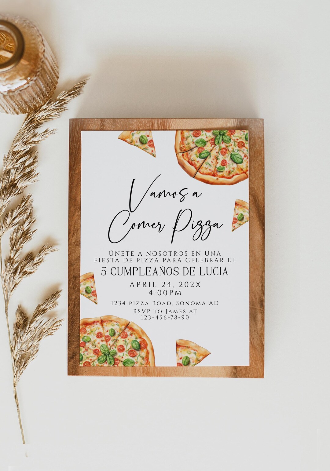Vamos A Comer Pizza Invitación De Cumpleaños 5 Años, Pizza Themed ...