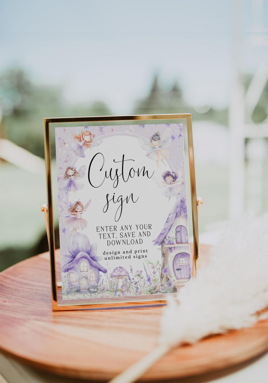 Fairy Birthday Custom Table Sign Printable, Purple Little Fairy Theme ...