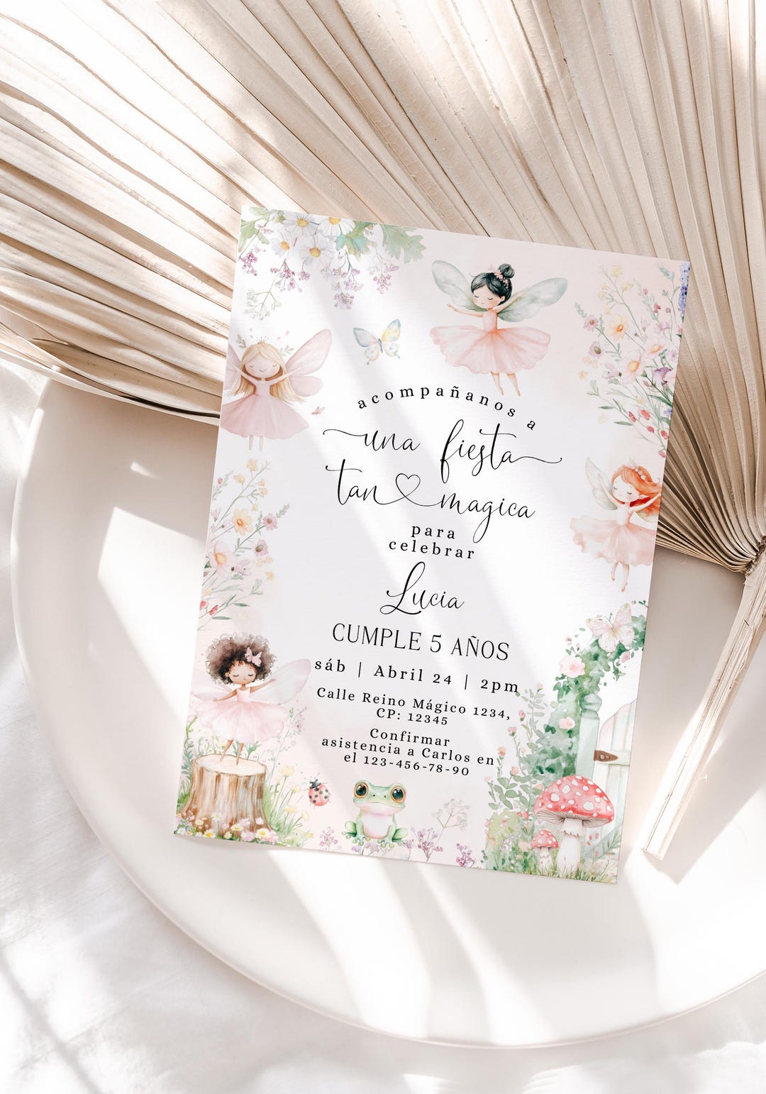 Una Fiesta Mágica Cumpleaños Invitacion, Garden Fairies Birthday Invite ...