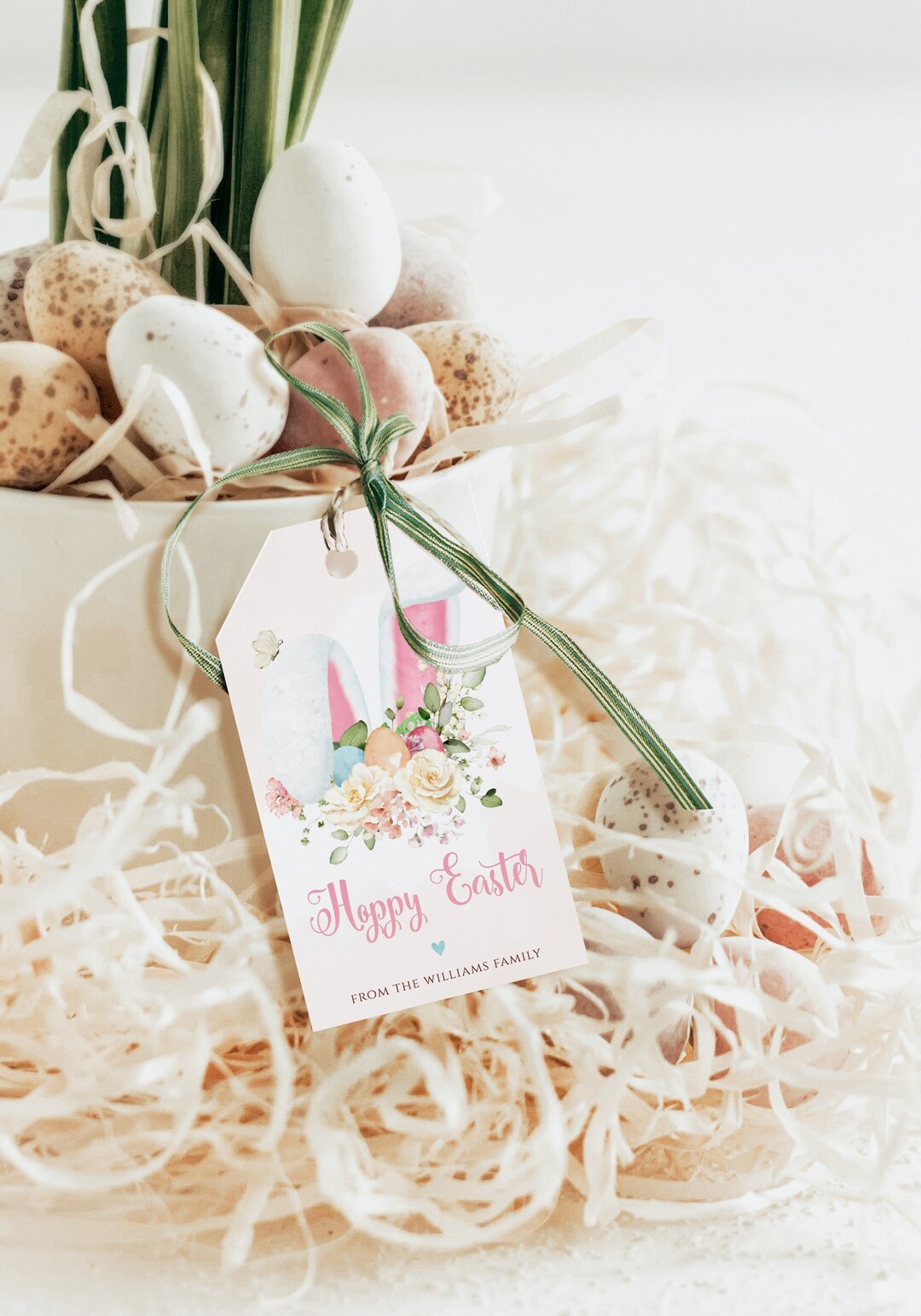 Editable Hoppy Easter Gift Tag, Easter Bunnies Gift Tag Template, Cute ...