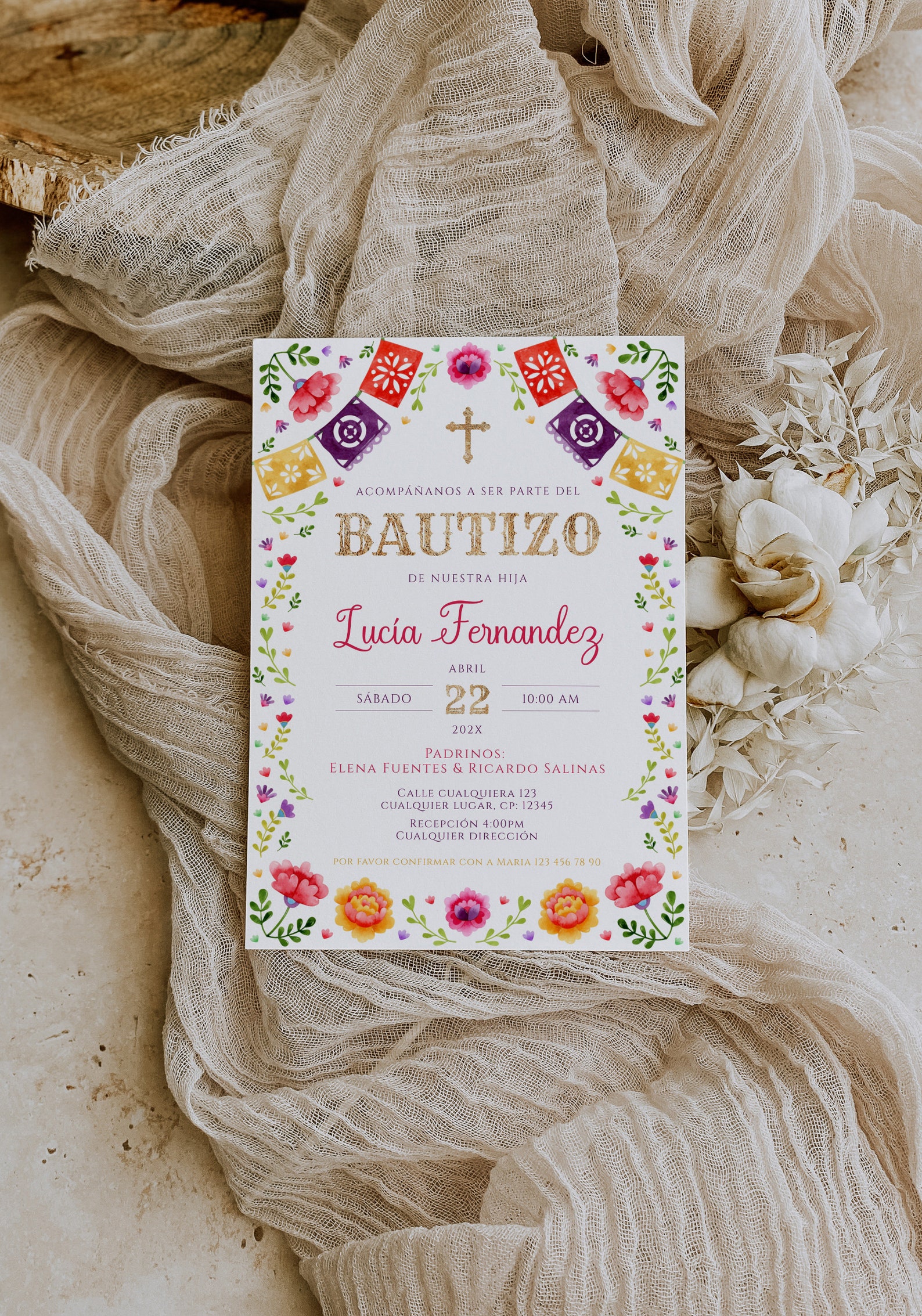 Mexican Baptism Invitation in Spanish Printable Bautizo - Etsy