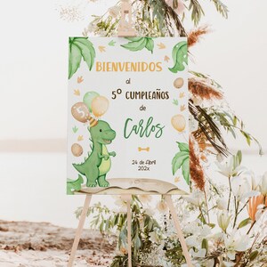Spanish Dino Birthday Welcome Sign Printable, Bienvenidos Para Niño En ...