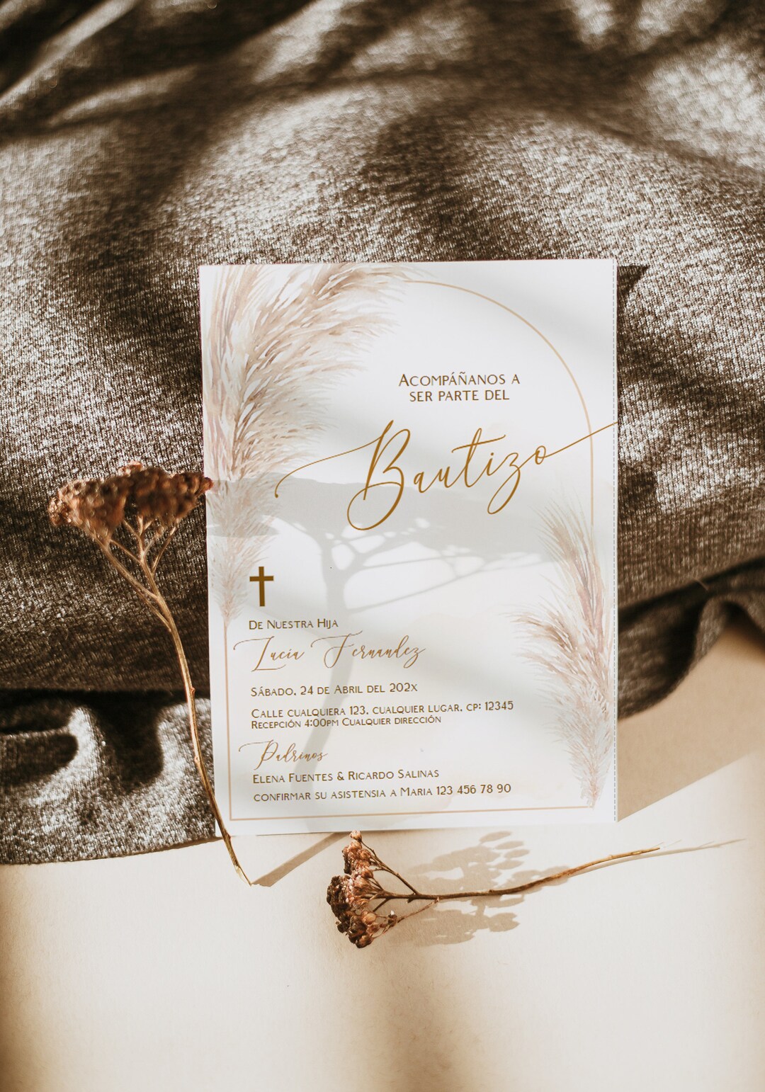 Bautizo Invitations Spanish, Bohemian Christening Invitations, Mi ...