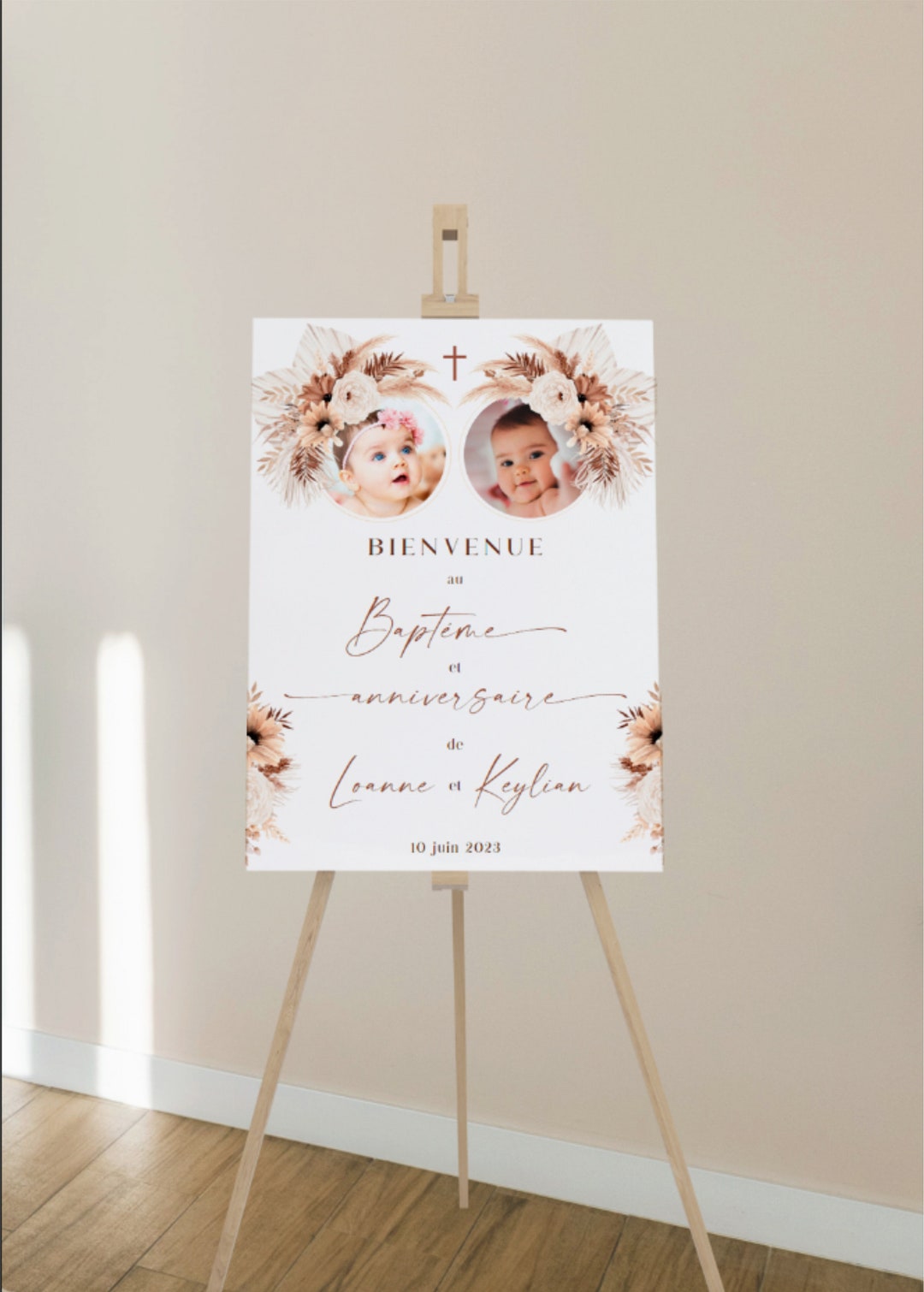 Baptism Welcome Sign Twins Boy, Baptism Welcome Poster With Photo ...