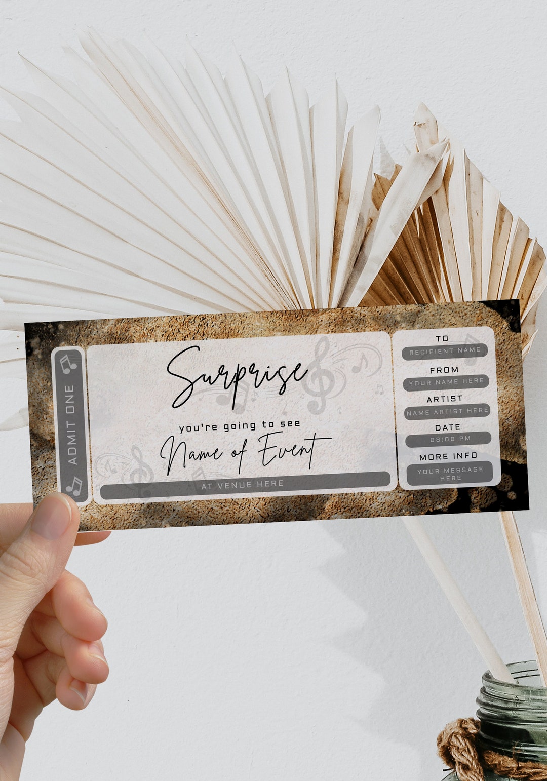 Concert Ticket Surprise Musical Template, DIY Editable Event Tickets ...