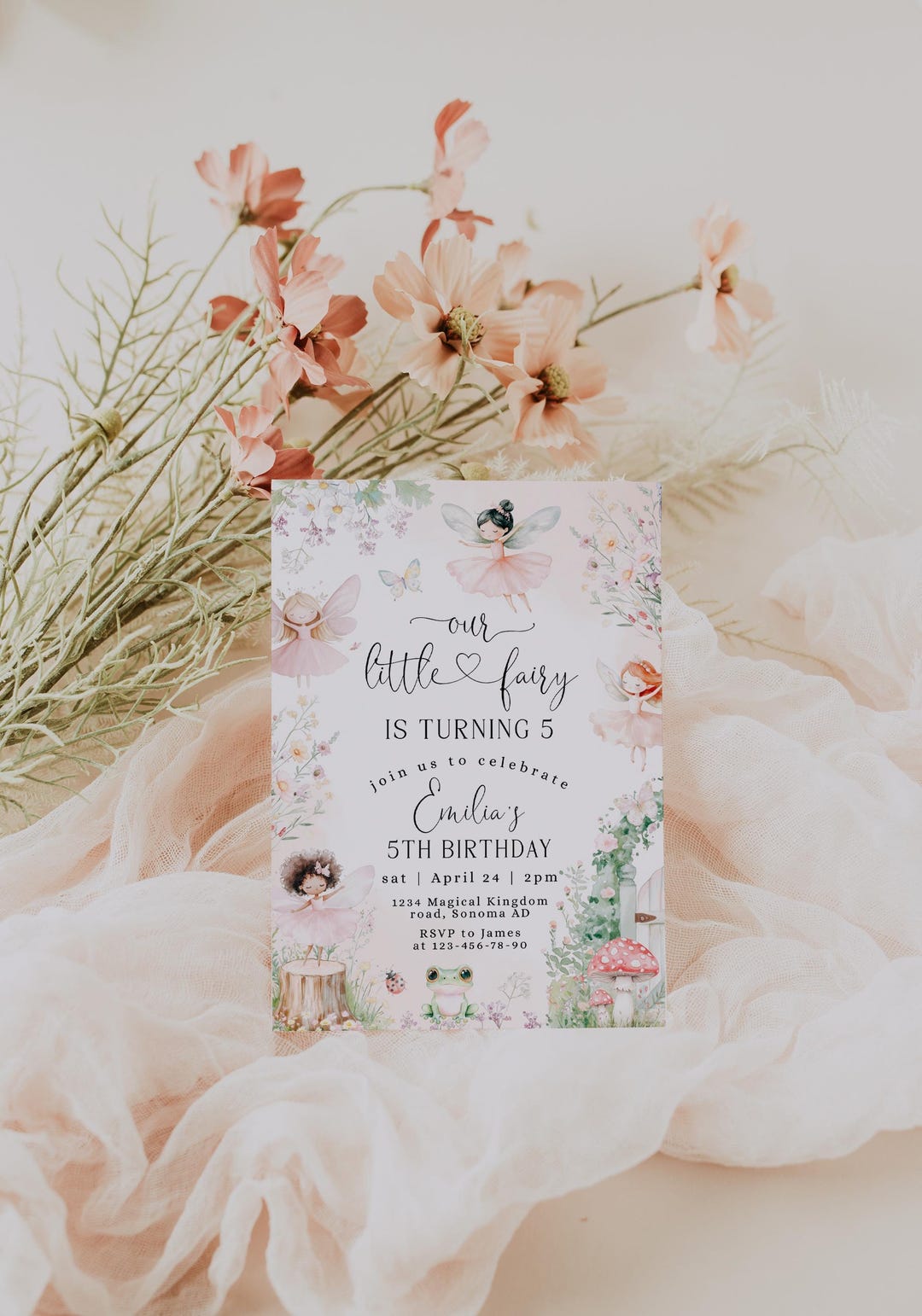 Fairies Enchanted Garden 5th Birthday Invitation Printable Our Little ...