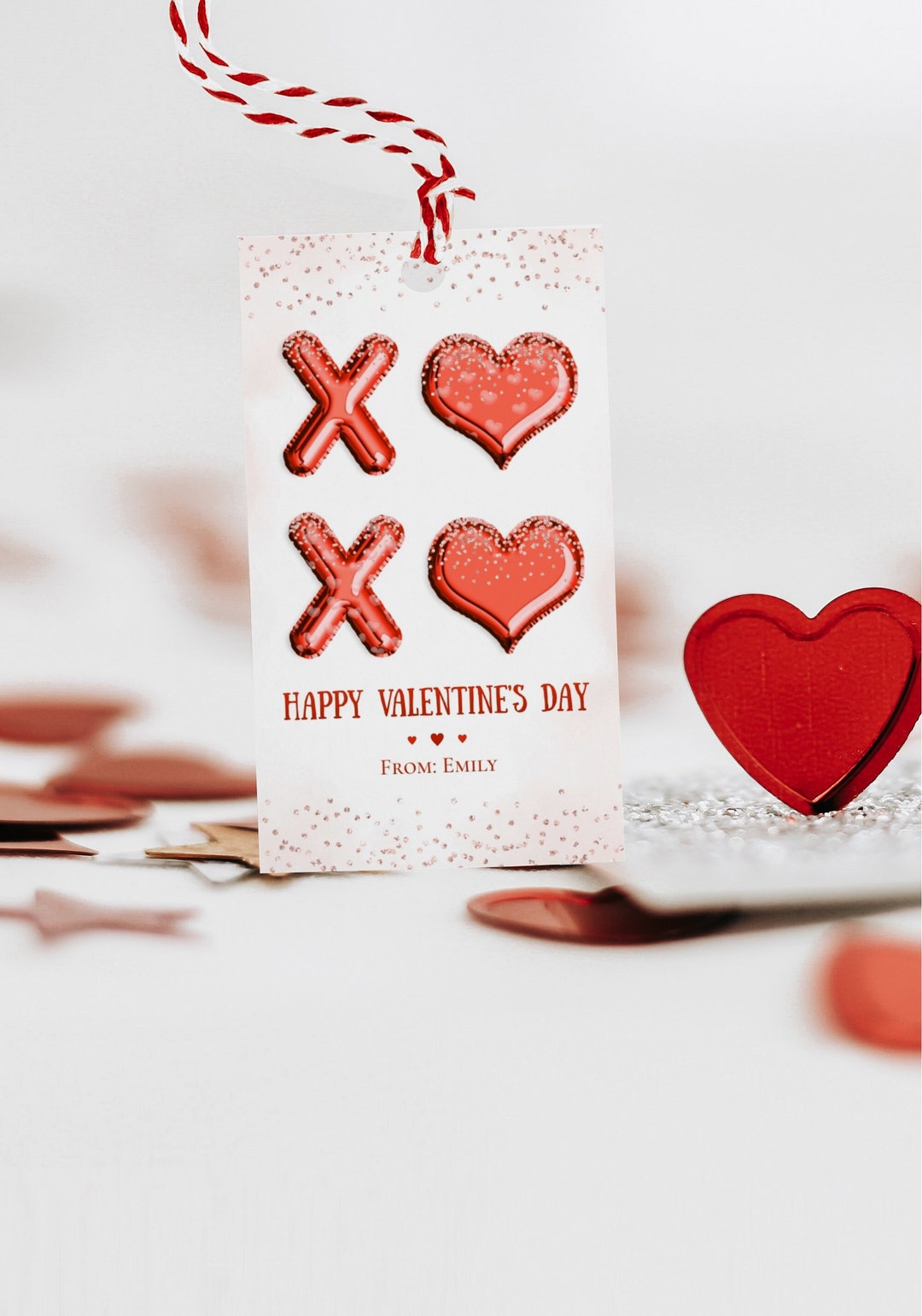 Printable XOXO Valentine's Day Tag, Editable Valentine's Day Tag Card ...