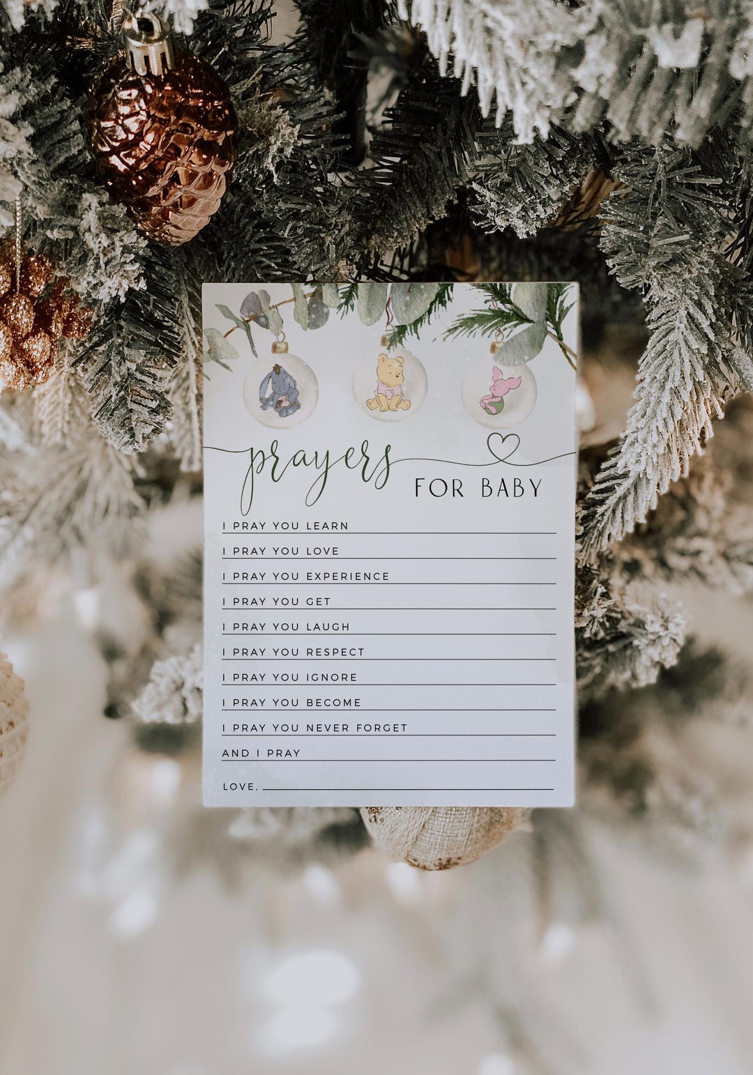 Winter Shower Game Prayers for Baby Printable, Xmas Winnie Pooh Prayers ...