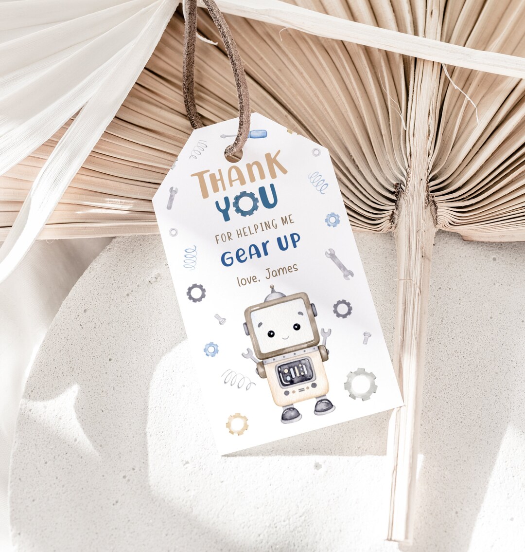 Thank You for Helping Gear up for My Birthday Party Favor Tag Labels ...