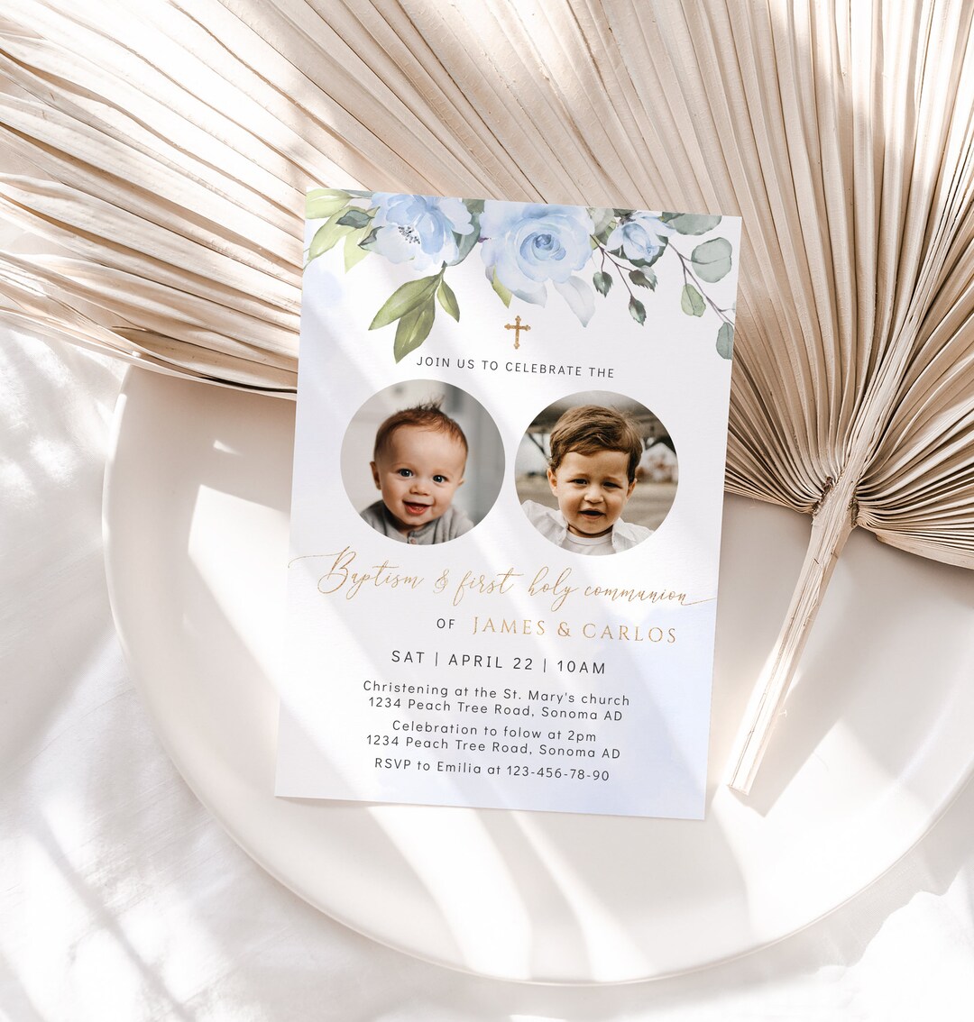 Baptism and First Holy Communion Invite With Photo Printable, Baptism ...