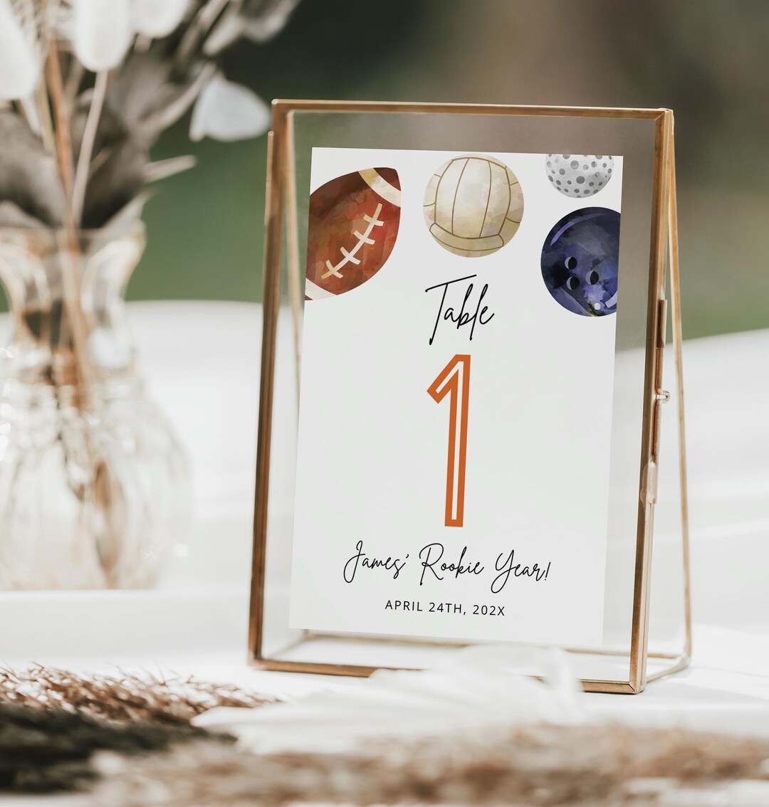 Sports Balls First Birthday Table Number Printable, Sports Theme 1st ...