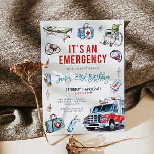 Editable Paramedic Birthday Party Invitation Printable, Adult Birthday ...