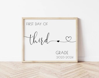 First Day of Third Grade Sign, First Day of School Sign, Third Grade ...