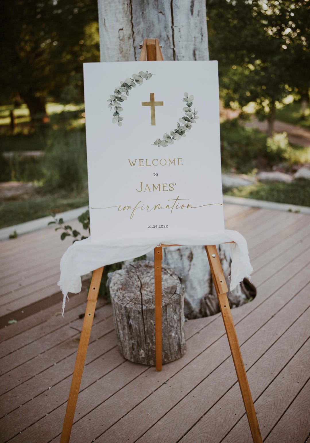 Green Leaves Confirmation Welcome Sign Printable, Gender Neutral ...