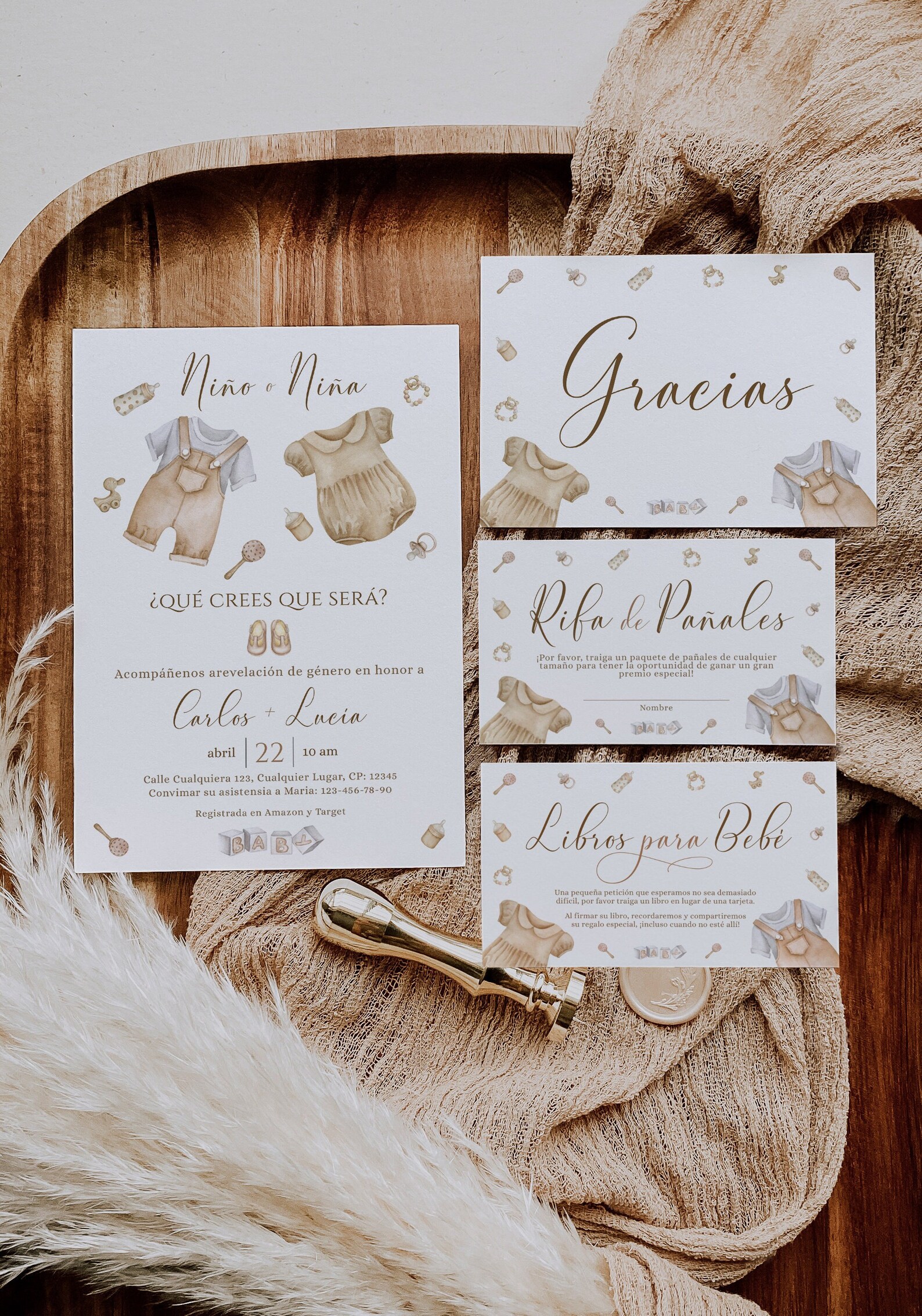 Nino O Nina Spanish Baby Shower Invitation Bundle Diaper - Etsy