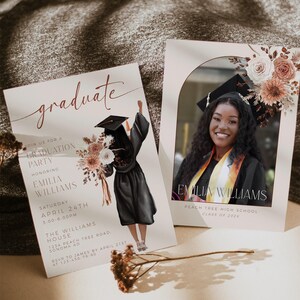 Girl Graduation Party Invitation, Modern Graduation Invitation With ...