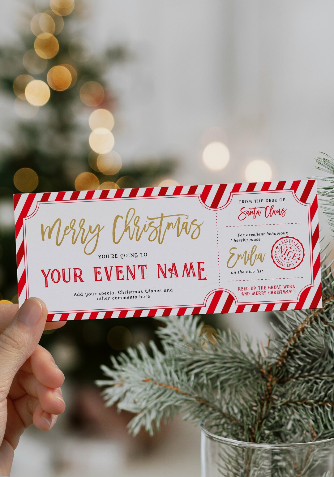 DIY Ticket From Santa Clause Voucher Concert Ticket Surprise, Xmas ...