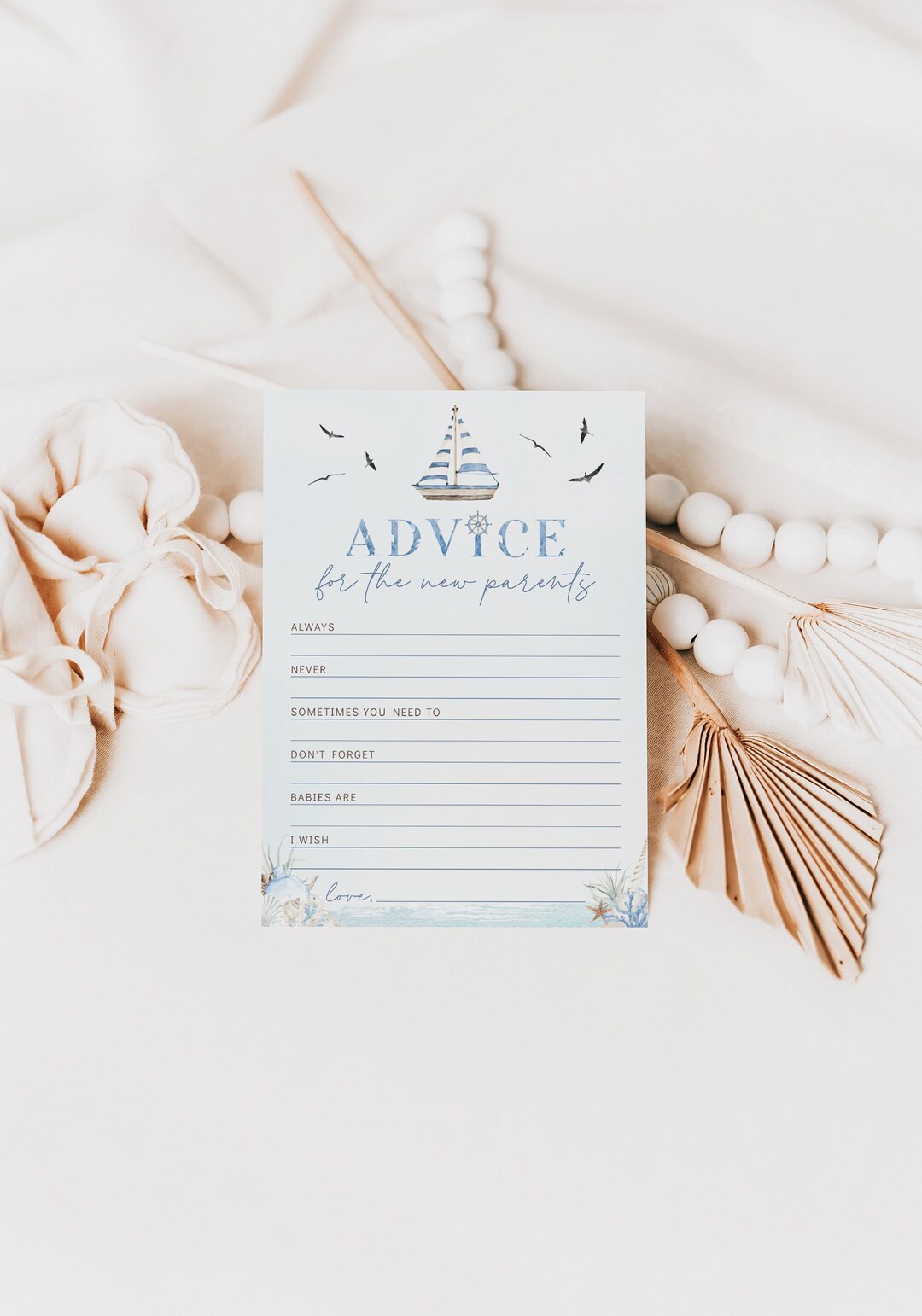 Advice for the New Parents Printable, Nautical Baby Shower Advice for ...
