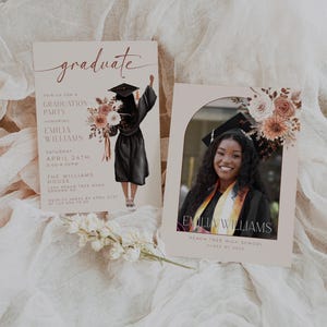 Girl Graduation Party Invitation, Modern Graduation Invitation With ...