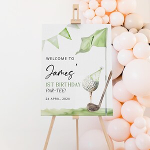 Golfing Birthday Welcome Sign Printable, Green Golf Theme Boy 1st ...
