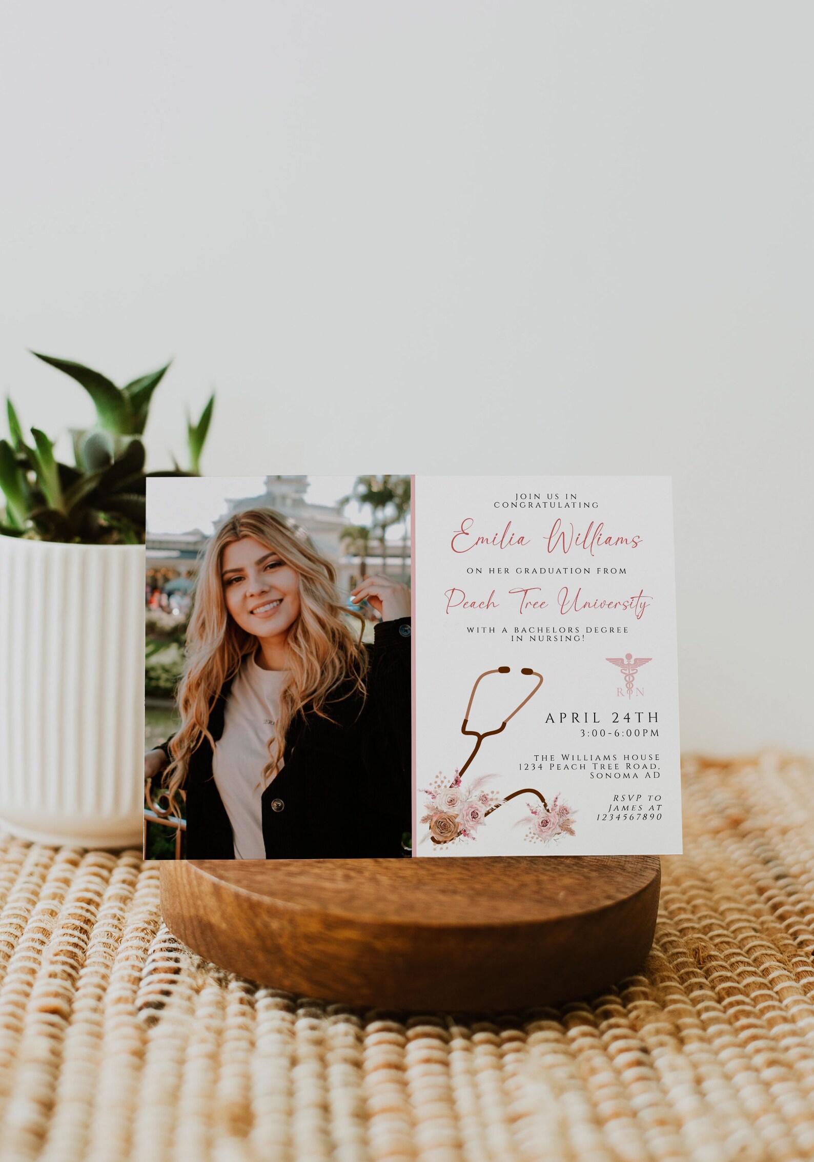 Nursing Graduation Invitation With Photo, Modern Medical University ...