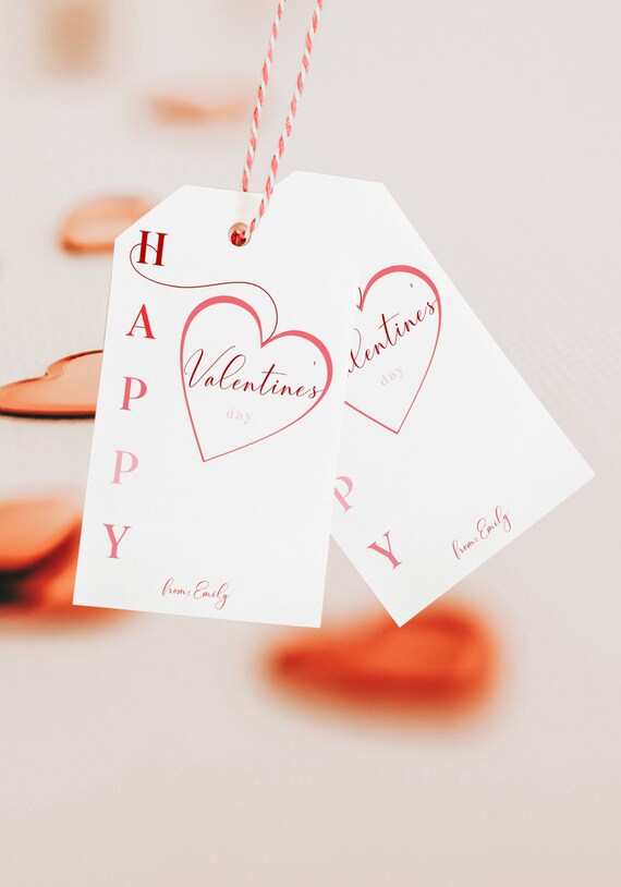 Editable modern valentine's day tag, minimalist valentine's day treat ...