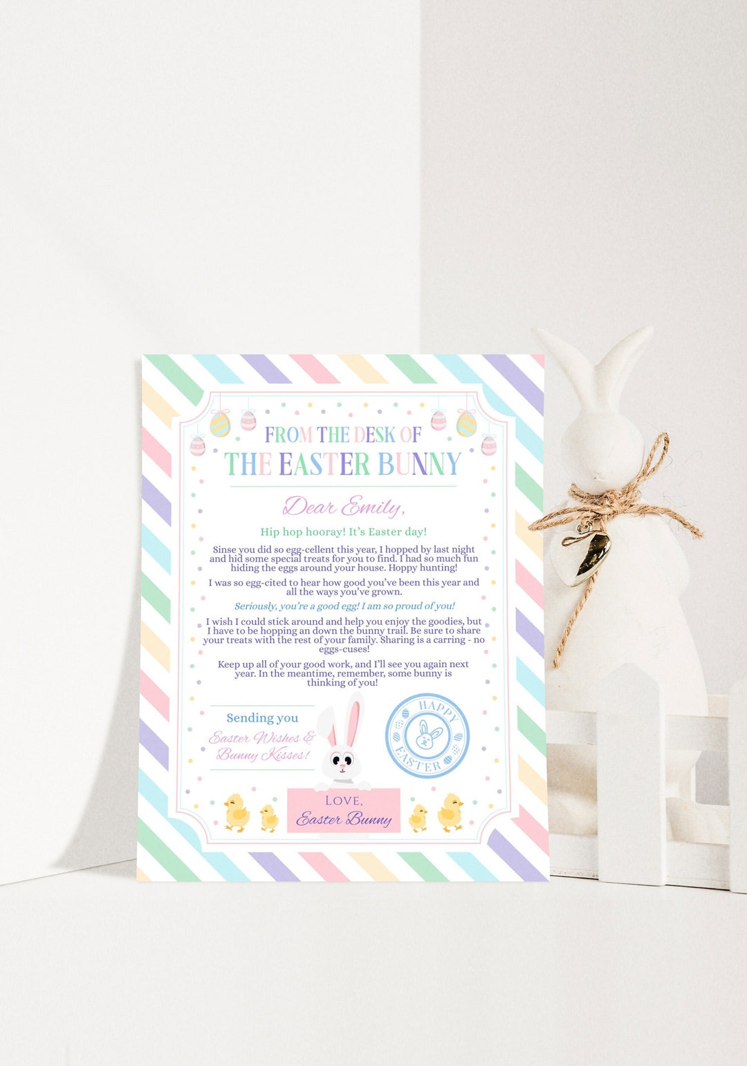 Editable Easter Bunny Letter to Kids, Printable Official Letter From ...
