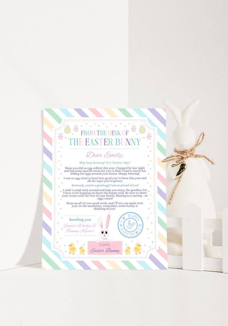 Editable Easter Bunny Letter to Kids, Printable Official Letter From ...