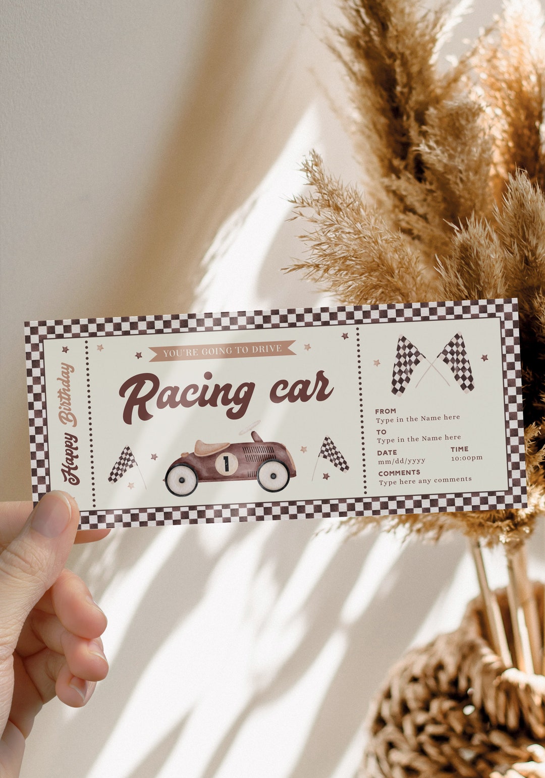Race Car Ticket Birthday Gift Printable, Race Car Surprise Driving ...