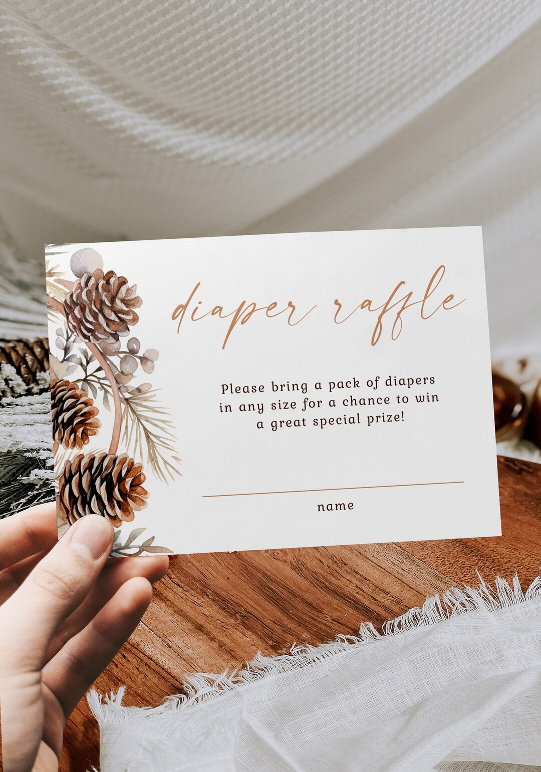 Christmas Diaper Raffle Shower Card, Cones Diaper Raffle Baby Shower ...