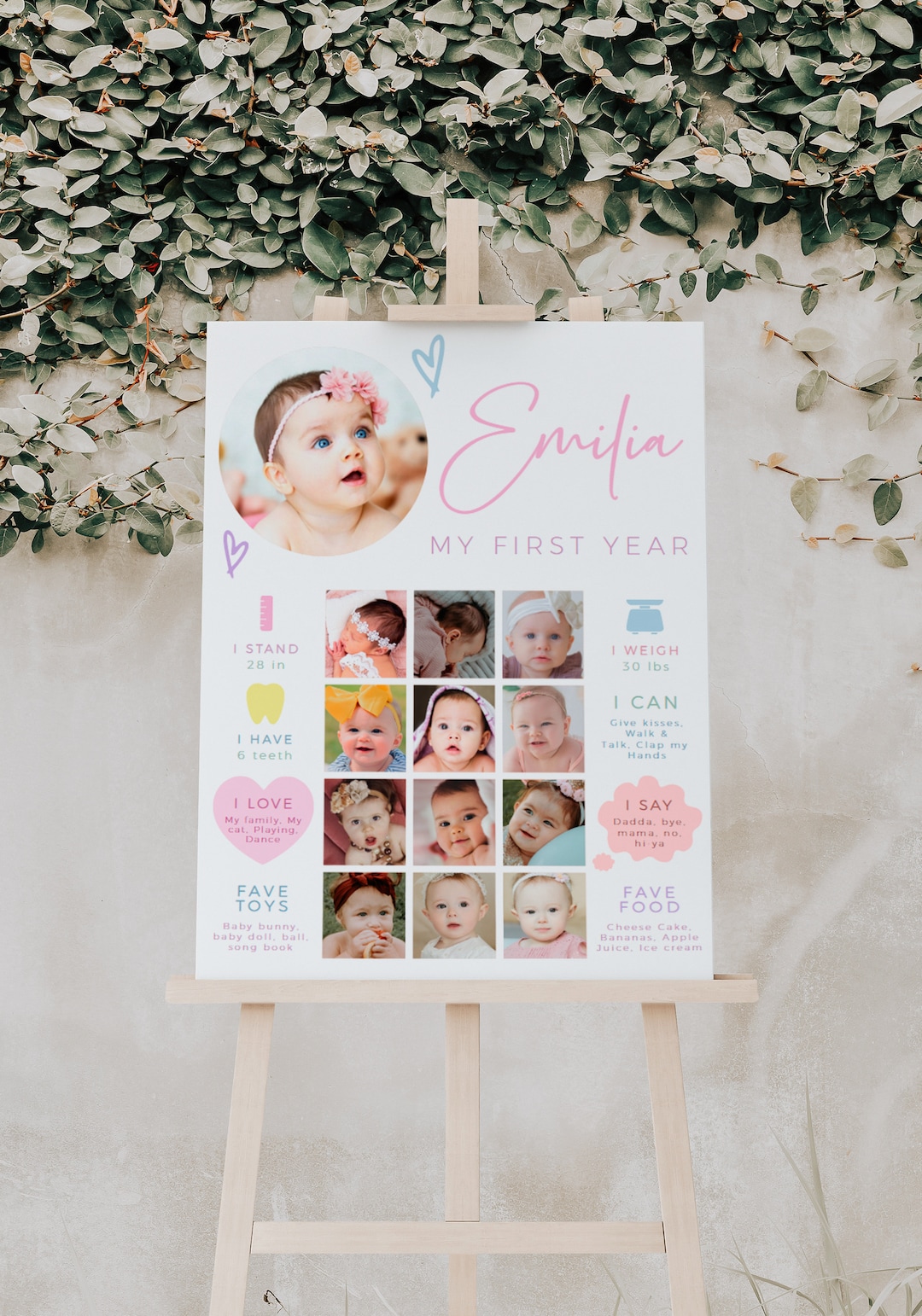 My First Year Collage & Milestone Poster Printable for a Little Baby ...