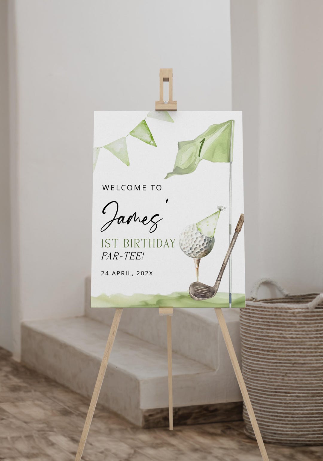 Golfing Birthday Welcome Sign Printable, Green Golf Theme Boy 1st ...