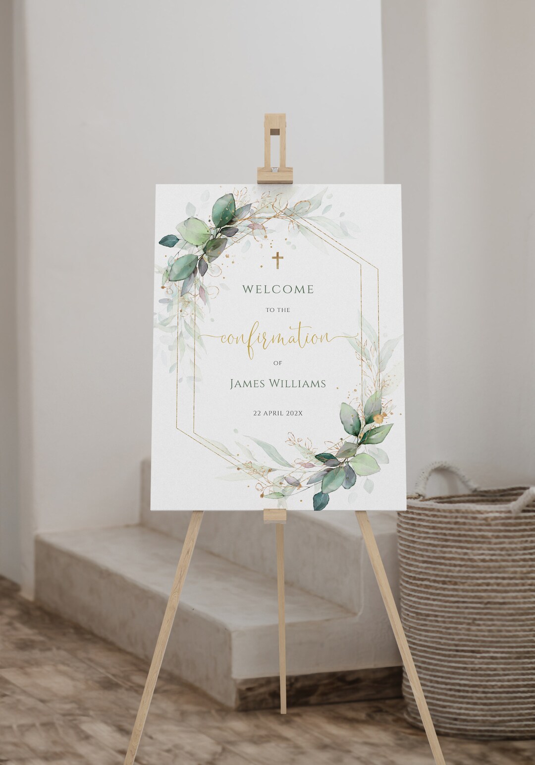Elegant Green Gold Confirmation Welcome Sign, Greenery Confirmation ...