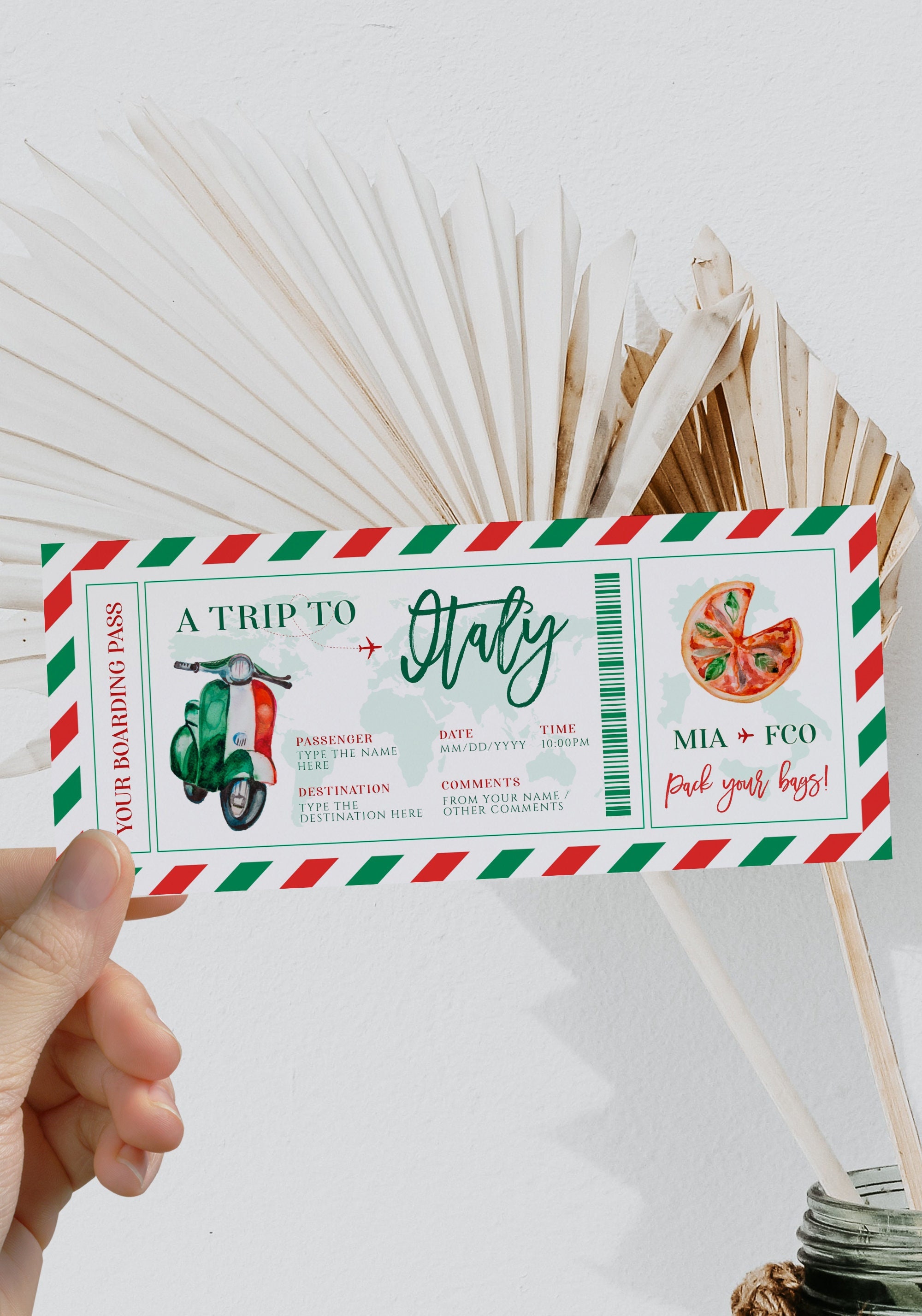 Editable Italy Surprise Boarding Pass Gift Voucher Vacation - Etsy