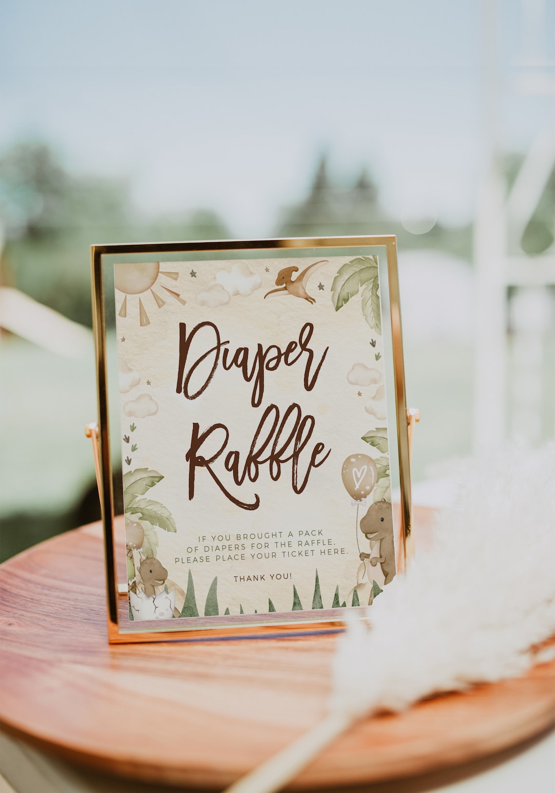 Diaper Raffle Sign Dino Baby Shower, Dinosaur Diaper Raffle Table Sign ...