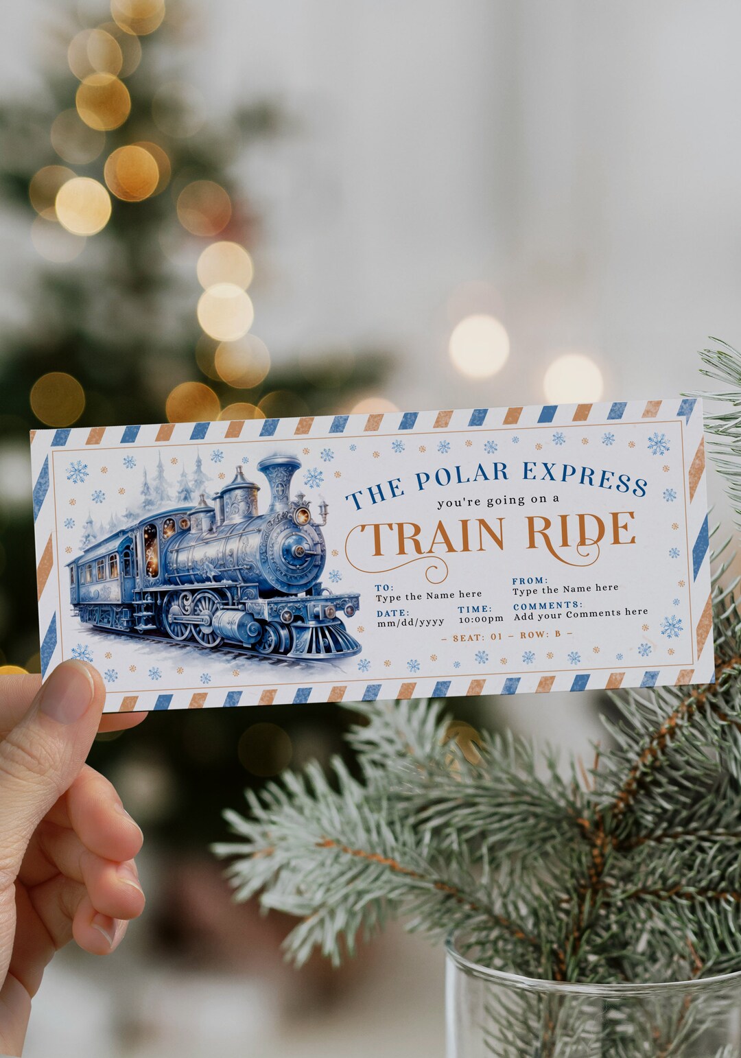Christmas Train Gift Surprise Ticket, Weekend Away Road Trip, Blue ...