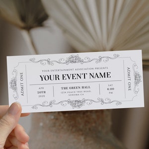 Event Ticket Template, Editable Event Tickets, Birthday Concert Ticket ...