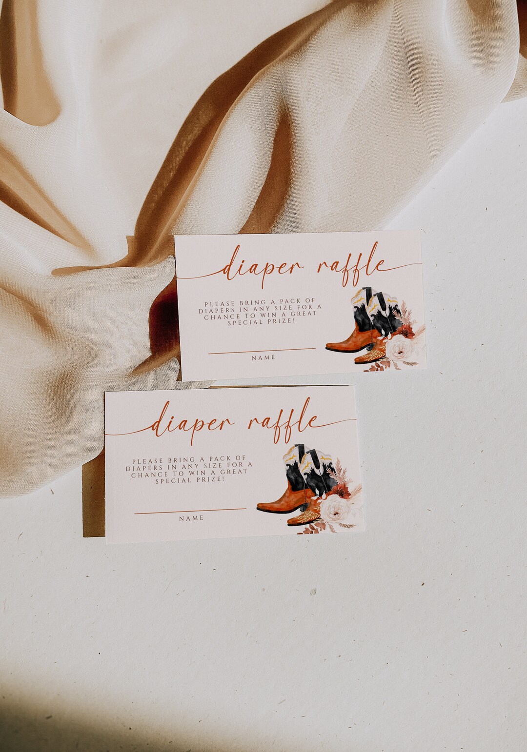 Cowboy Baby Shower Diaper Raffle Game Card, Wild West Rodeo Baby Shower ...