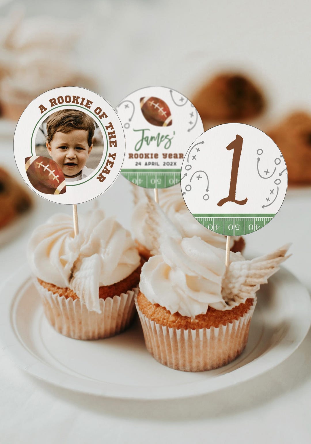 Rookie of the Year Cupcake Topper Editable, American Football Birthday ...