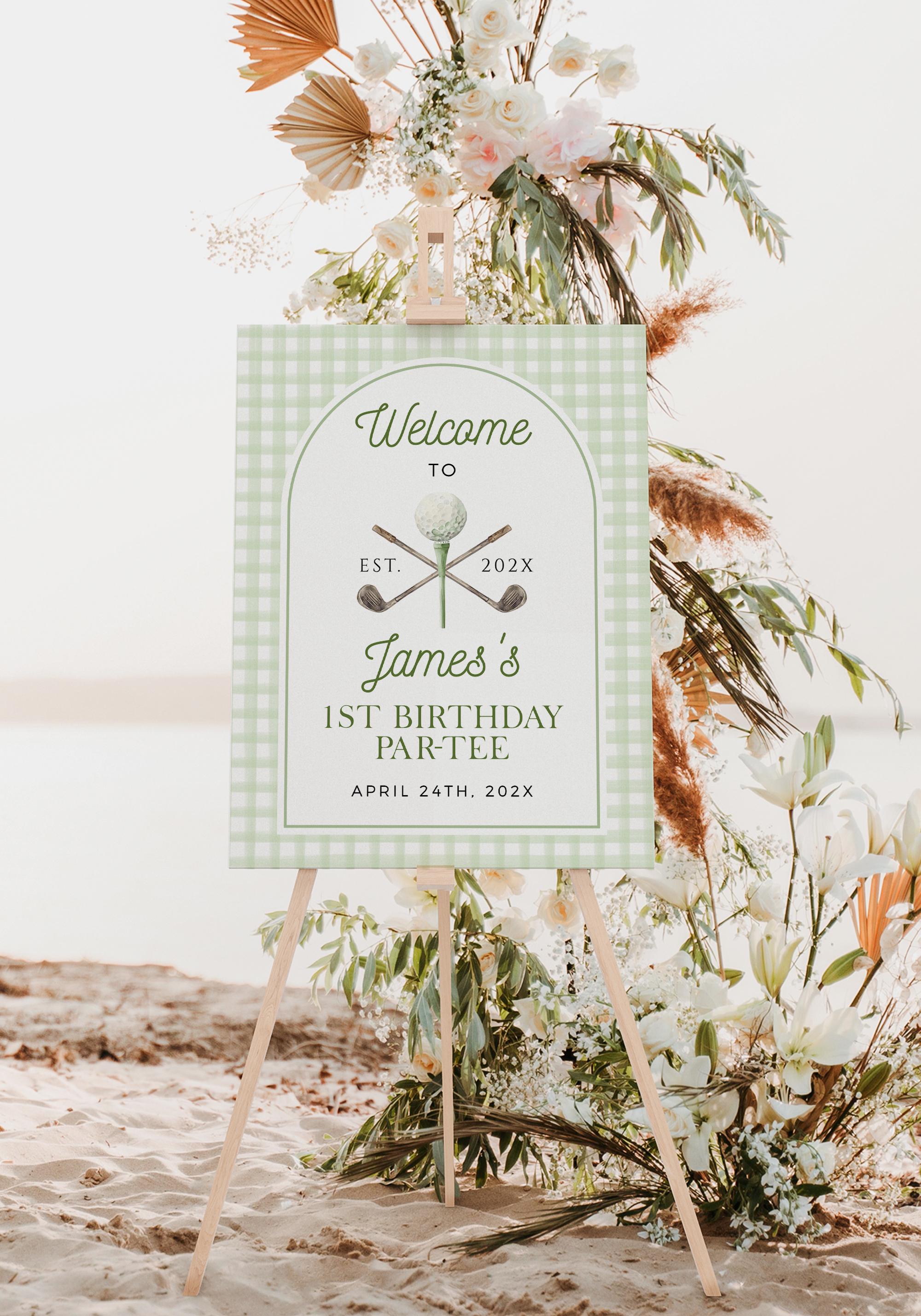 Golf Birthday Welcome Sign Printable, Sport Golf Theme Boy 1st Birthday ...
