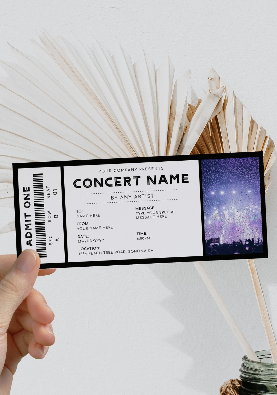 Event Ticket Template, Editable Event Tickets With Photo, Birthday ...