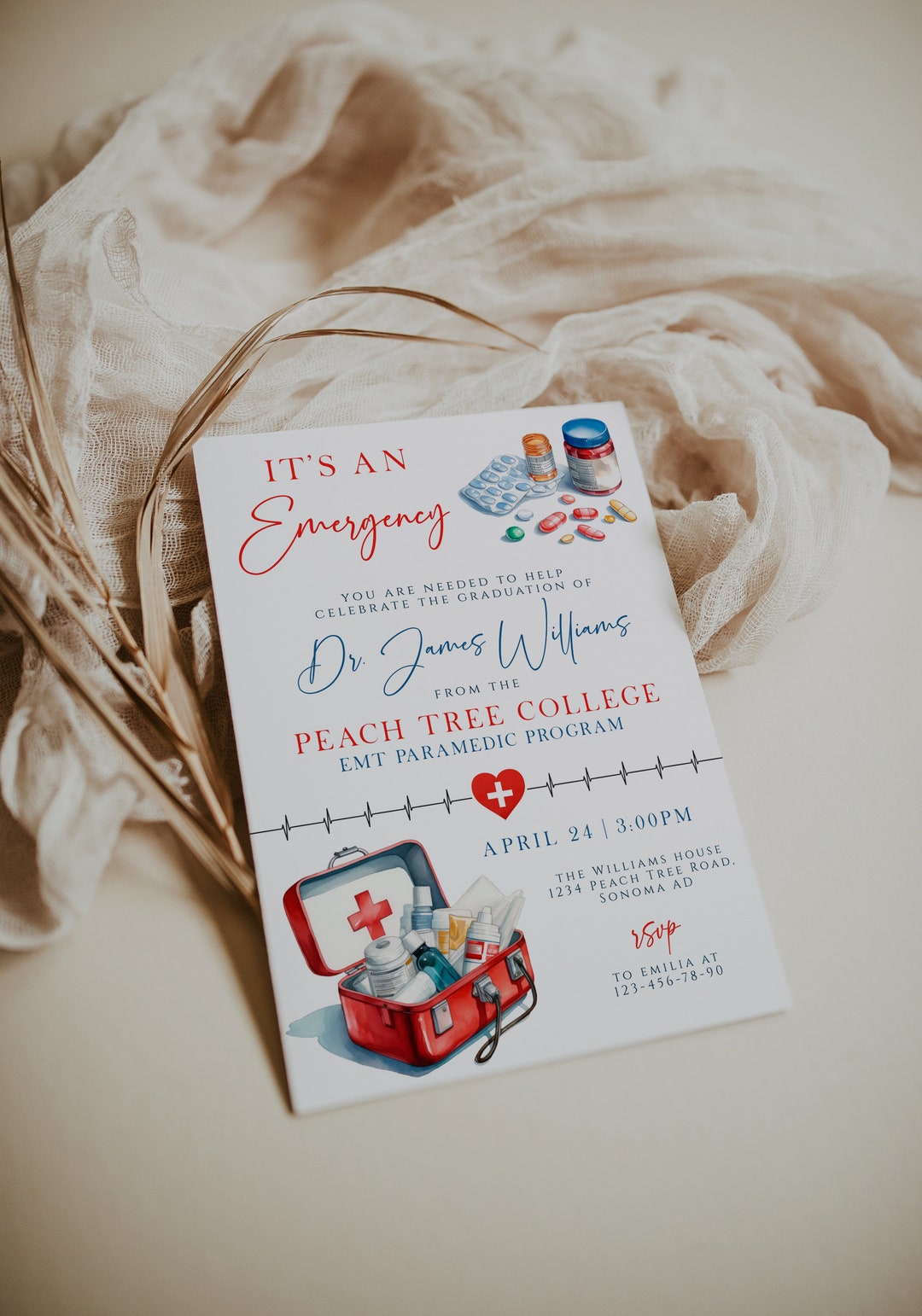 It's an Emergency Graduation Invitation, Medical College Graduation ...