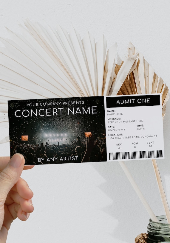 Editable event tickets with photo, event ticket template birthday ...