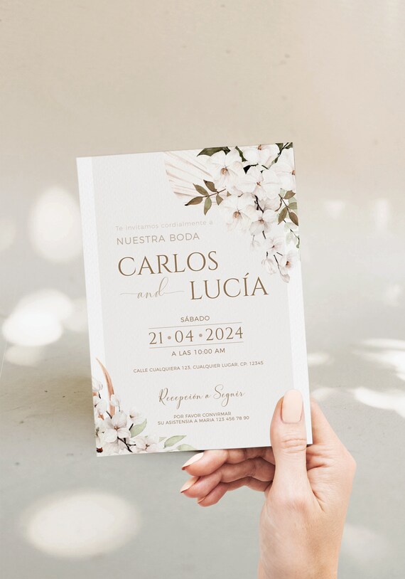 Invitaciones para boda digital espanol, bohemian spanish wedding ... Invitaciones para boda digital espanol, bohemian spanish wedding ...