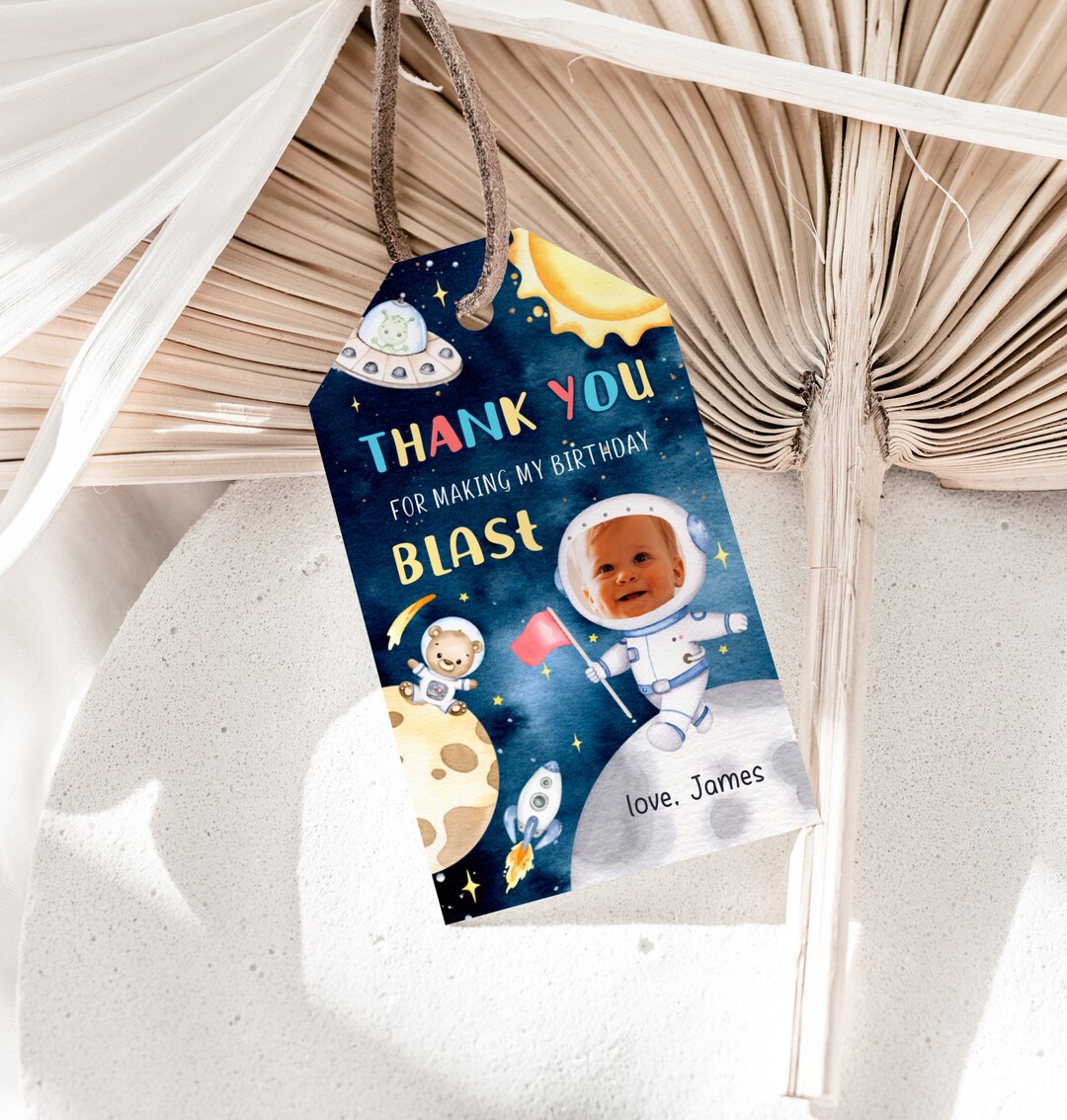 Editable Outer Space Favor Tags, Galaxy Thank You Card Label Printable ...