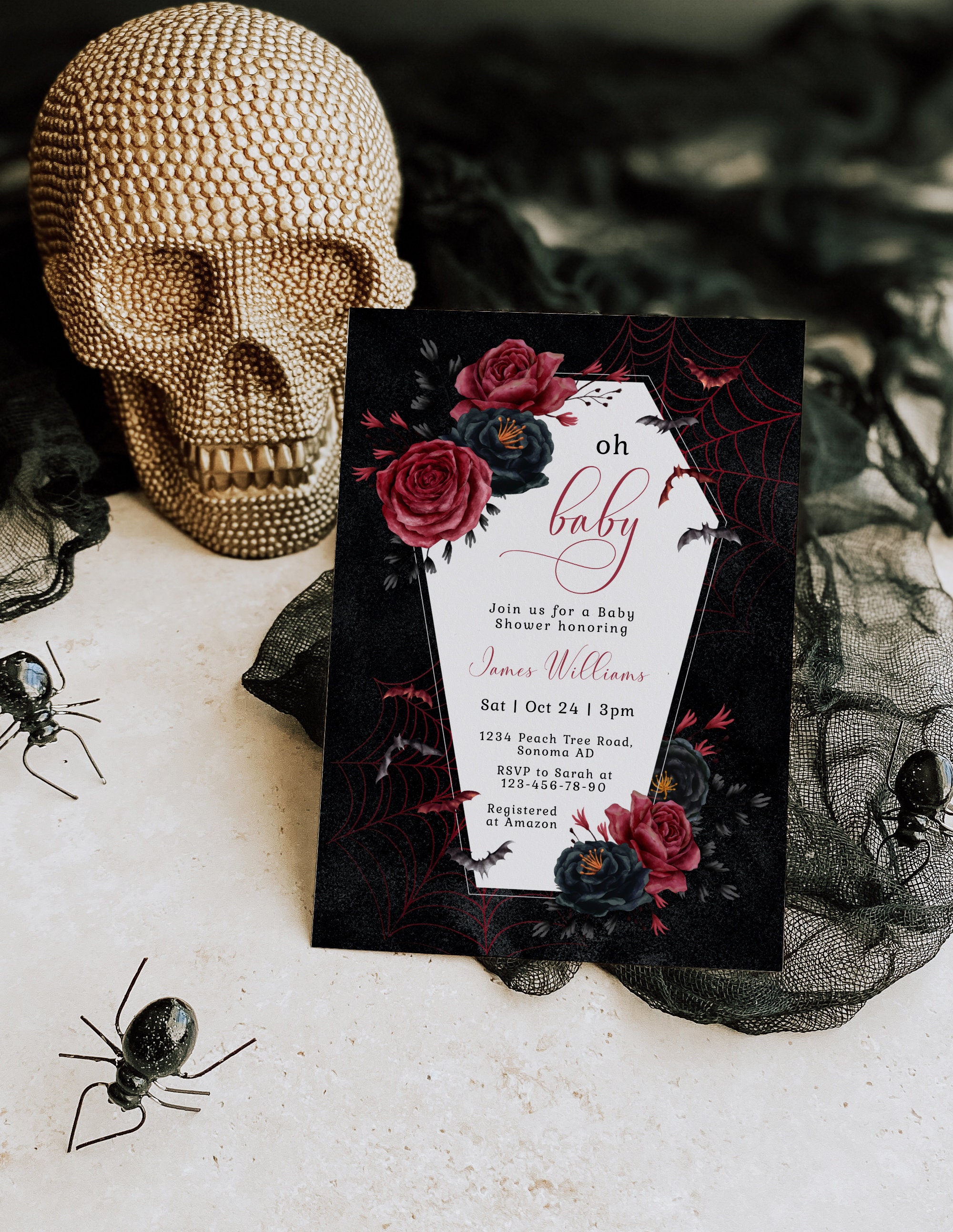 Boy October Gothic Spooky Baby Shower Invitation Oh Baby - Etsy