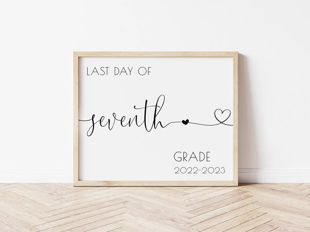 7th Grade Chalkboard Sign, Photo Prop School Sign, Editable Last Day of ...