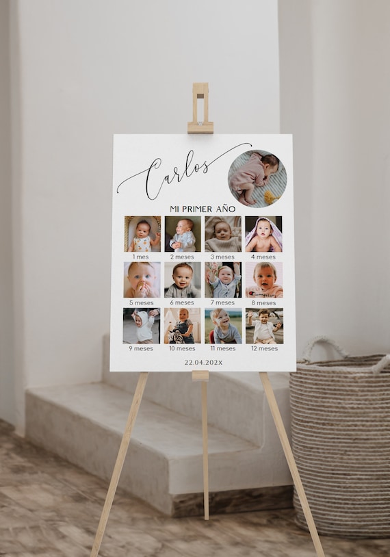 Spanish first year birthday photo board template, primer cumpleaños ...