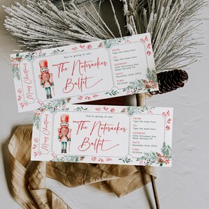 Christmas Nutcracker Ballet Surprise Gift Ticket Template, Winter ...