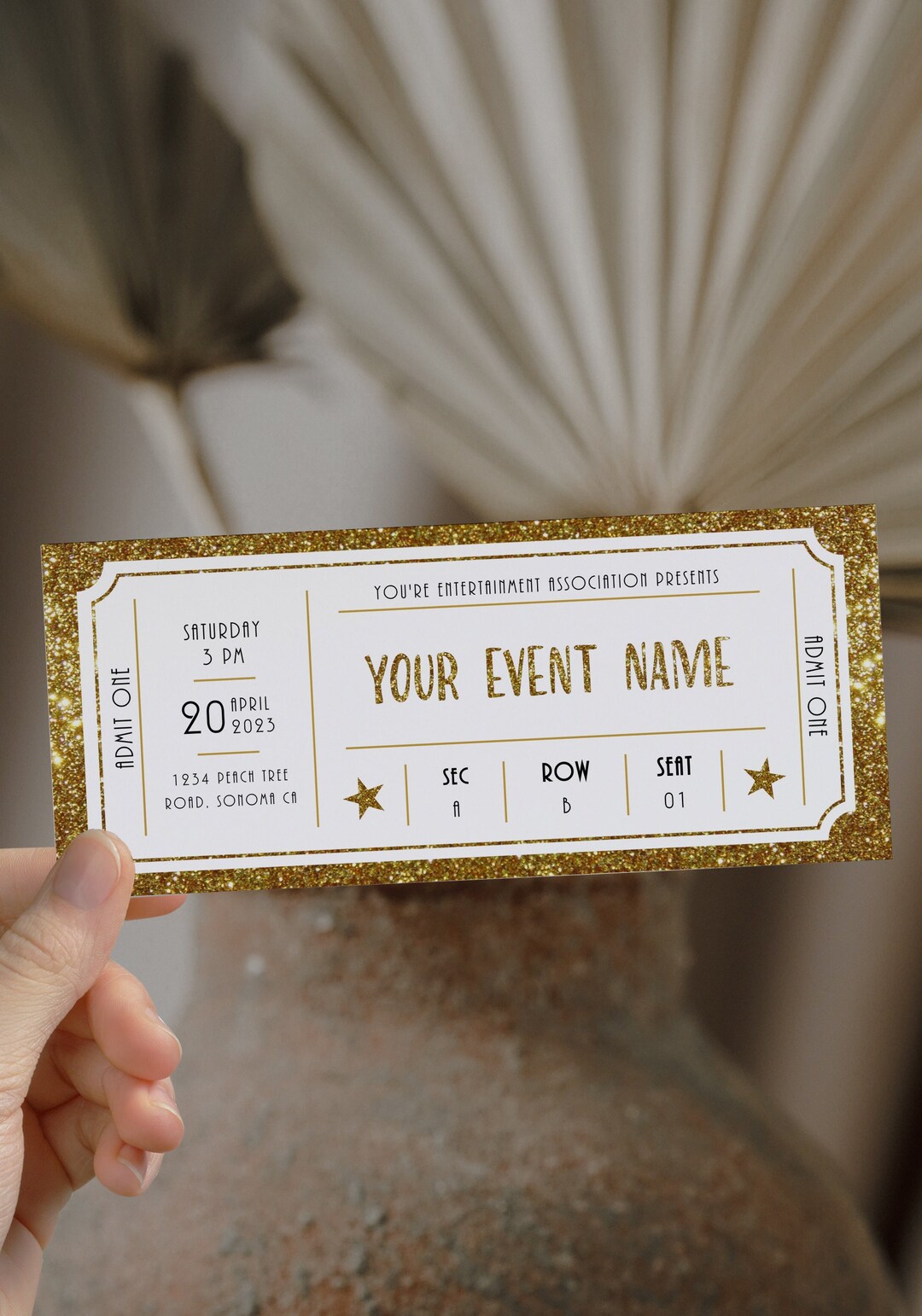 Event Ticket Template, Editable Event Tickets, Birthday Concert Ticket ...